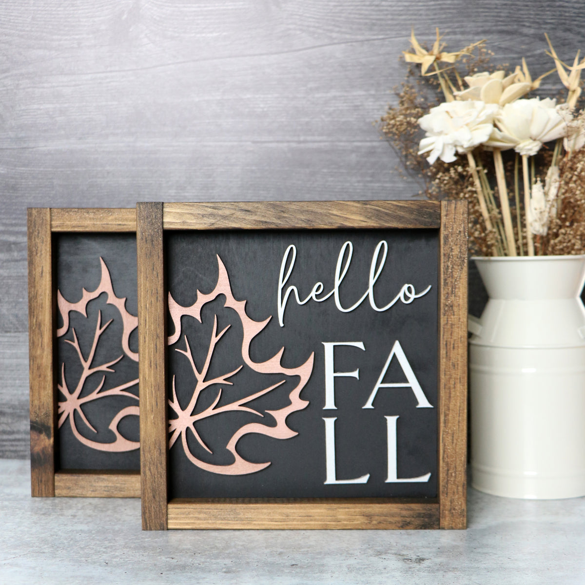 Hello Fall | Laser Cut Framed Wood Sign | Seasonal Decor | 9x9 – Kelly ...
