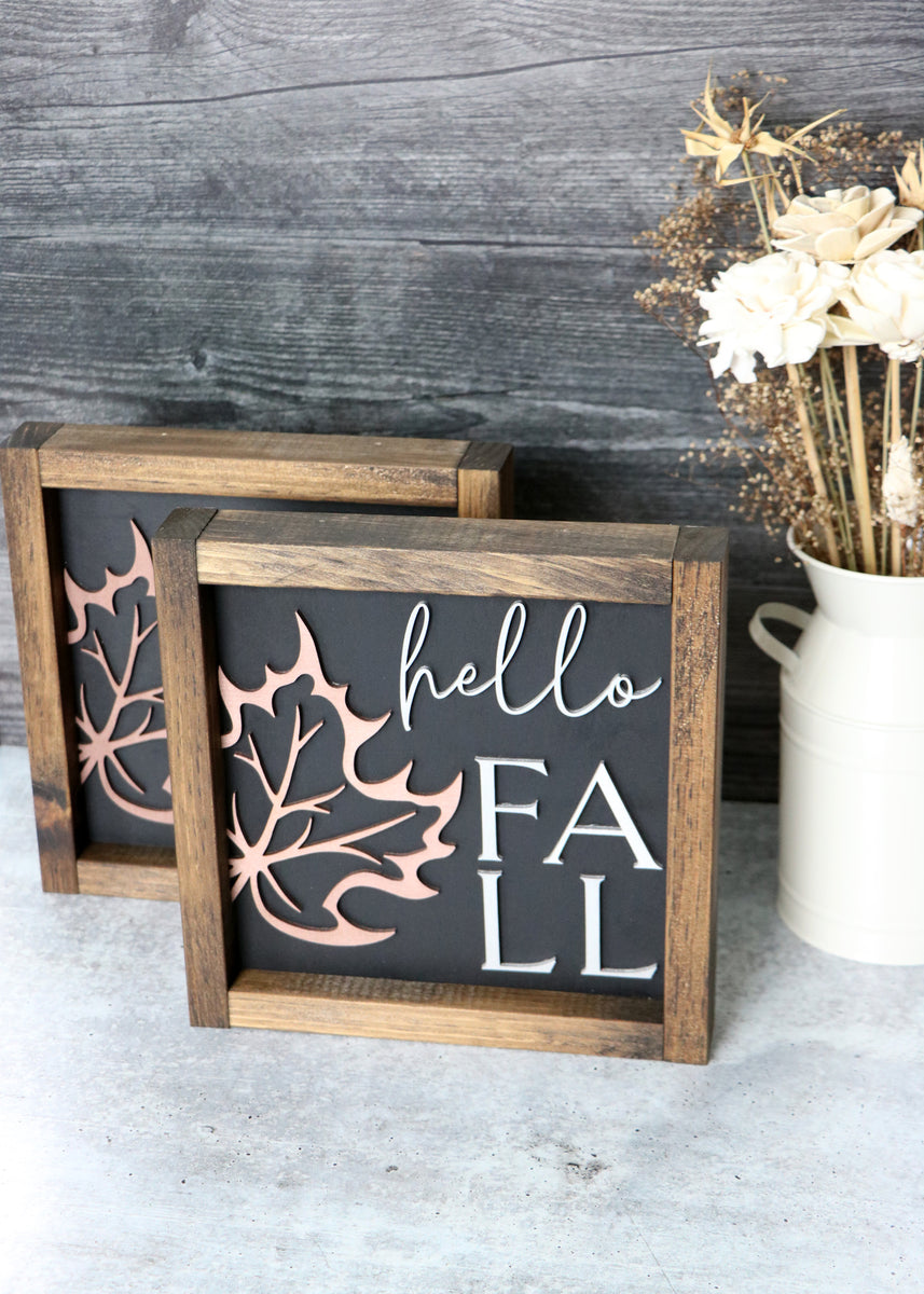 Hello Fall | Laser Cut Framed Wood Sign | Seasonal Decor | 9x9 – Kelly ...